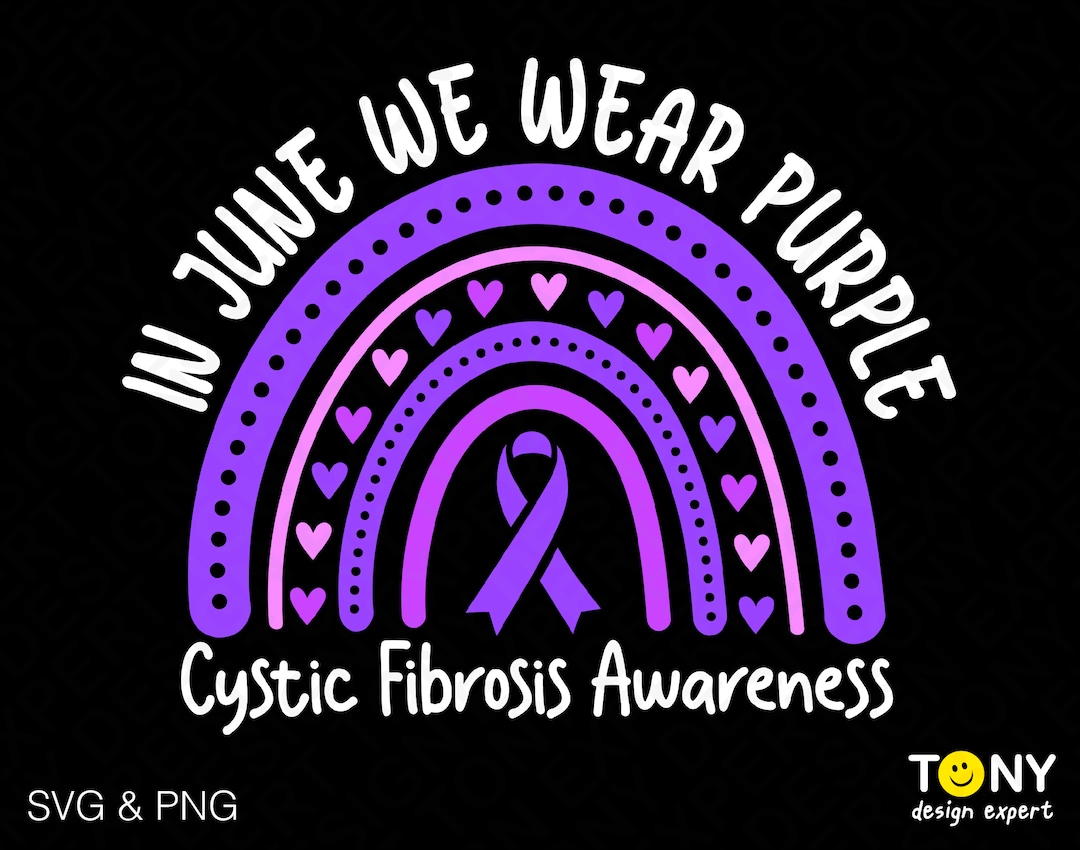 In June We Wear Purple Svg Png, Cystic Fibrosis Awareness, Purple Ribbon Trendy Boho Rainbow ...