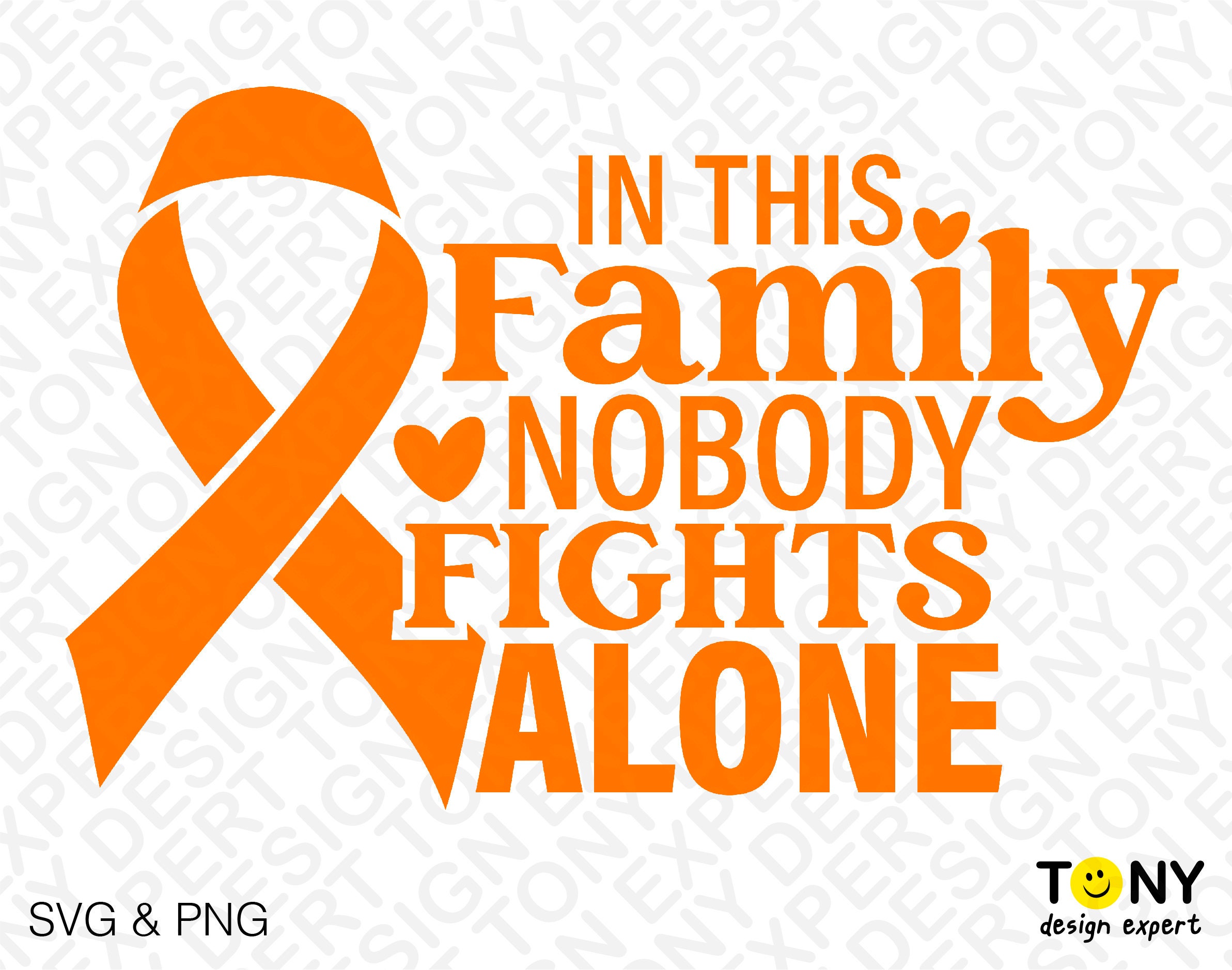 In This Family Nobody Fights Alone Svg Png, Orange Ribbon Warrior ...