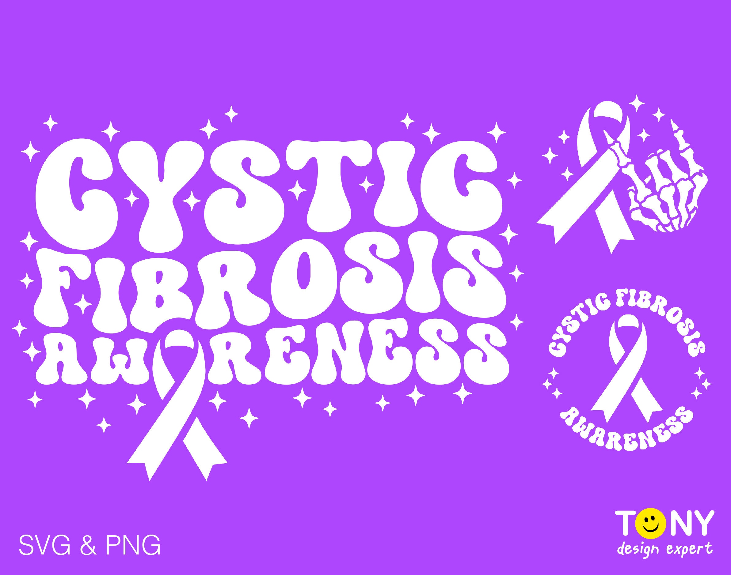 3 Bundle Cystic Fibrosis Awareness Svg Png Purple Ribbon - Etsy