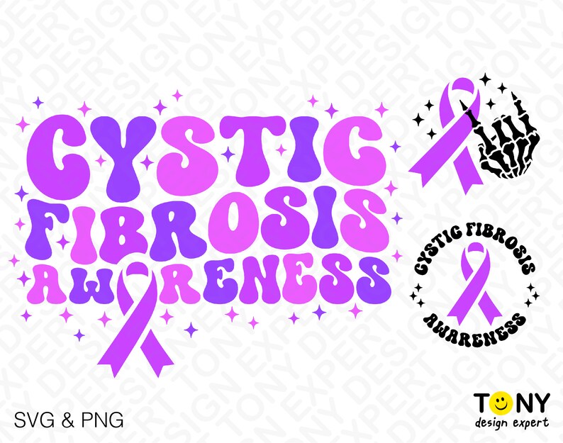 3 Bundle Cystic Fibrosis Awareness Svg Png Purple Ribbon - Etsy