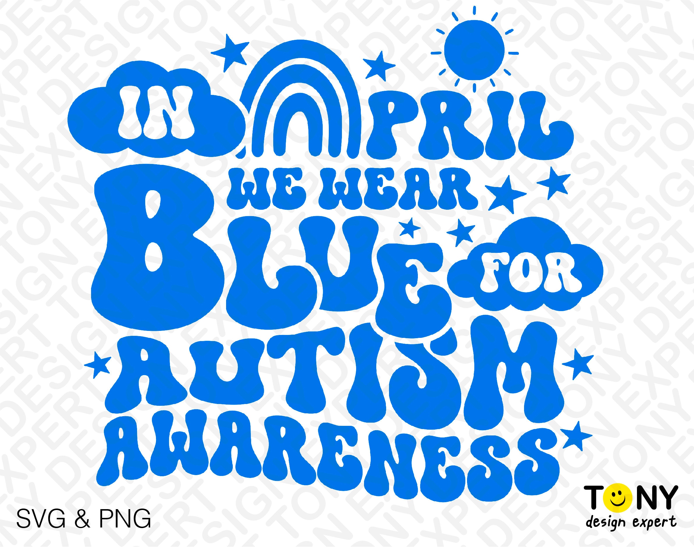 In April We Wear Blue for Autism Awareness Svg Png Trendy - Etsy