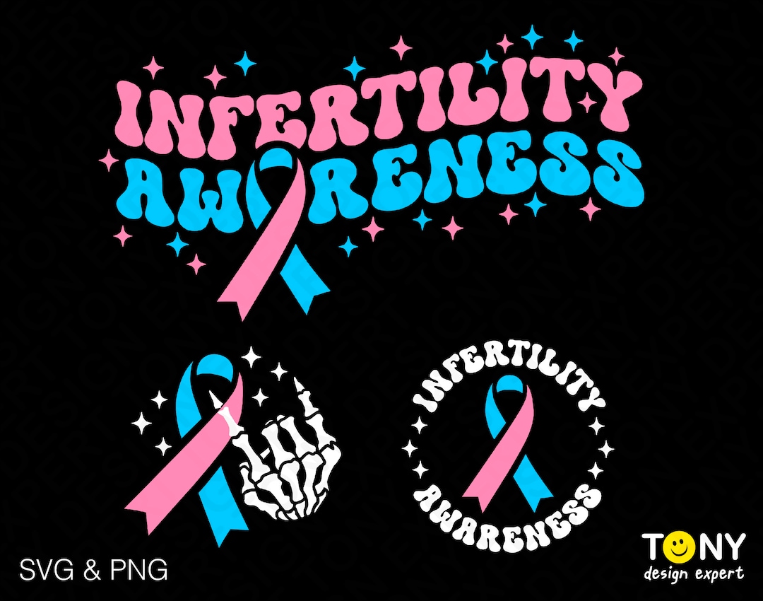 Infertility Awareness Svg Png, Pink and Blue Ribbon Svg, IVF, Trendy ...