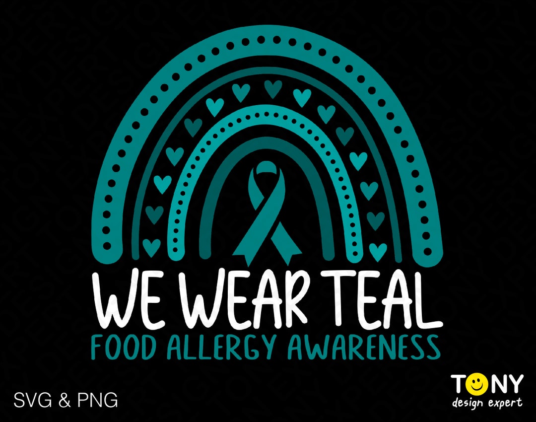 We Wear Teal Svg Png, Food Allergy Awareness Svg, Teal Ribbon Svg ...