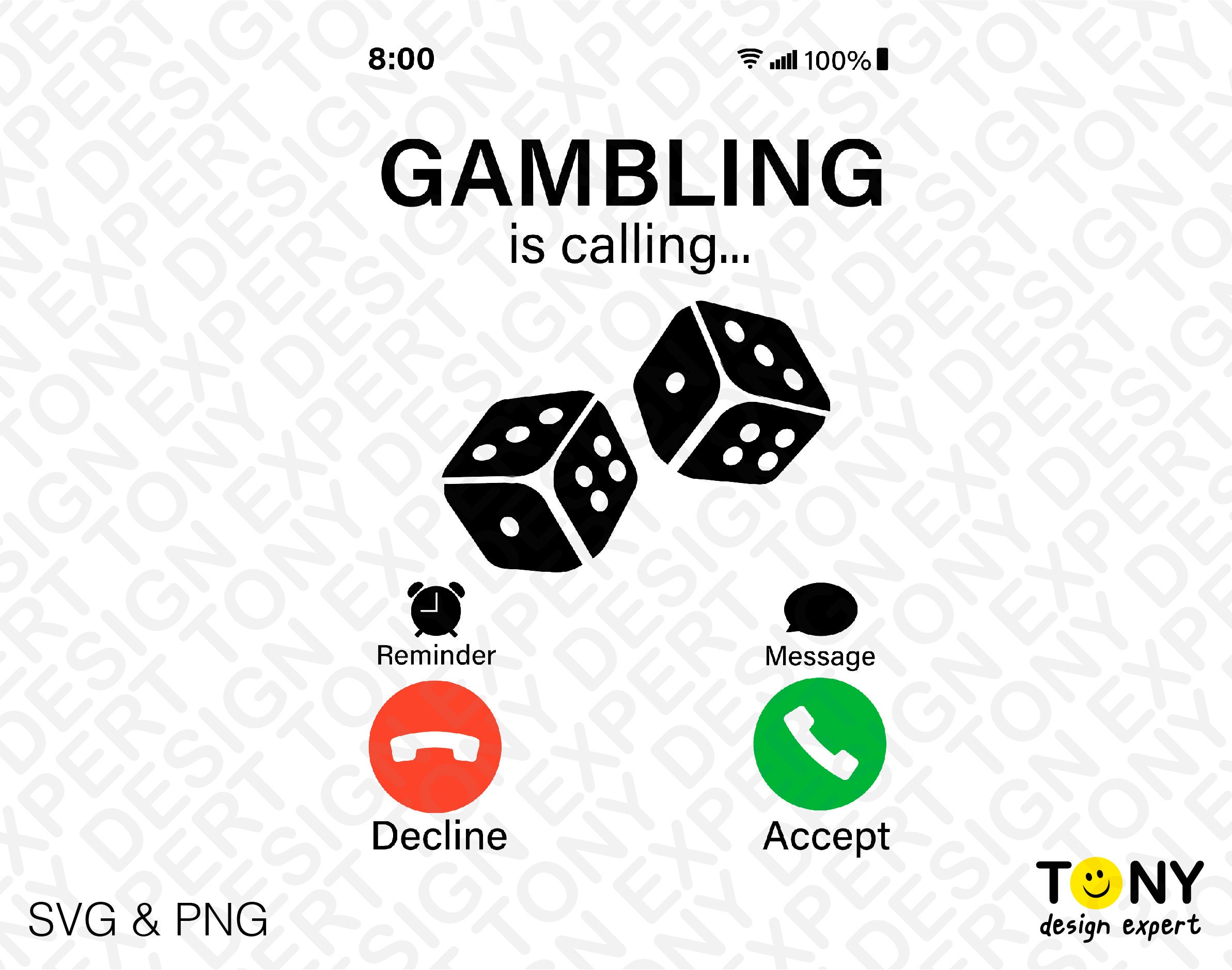 Gambling is Calling Svg Png, Incoming Call Svg, Gambling Svg, Funny ...