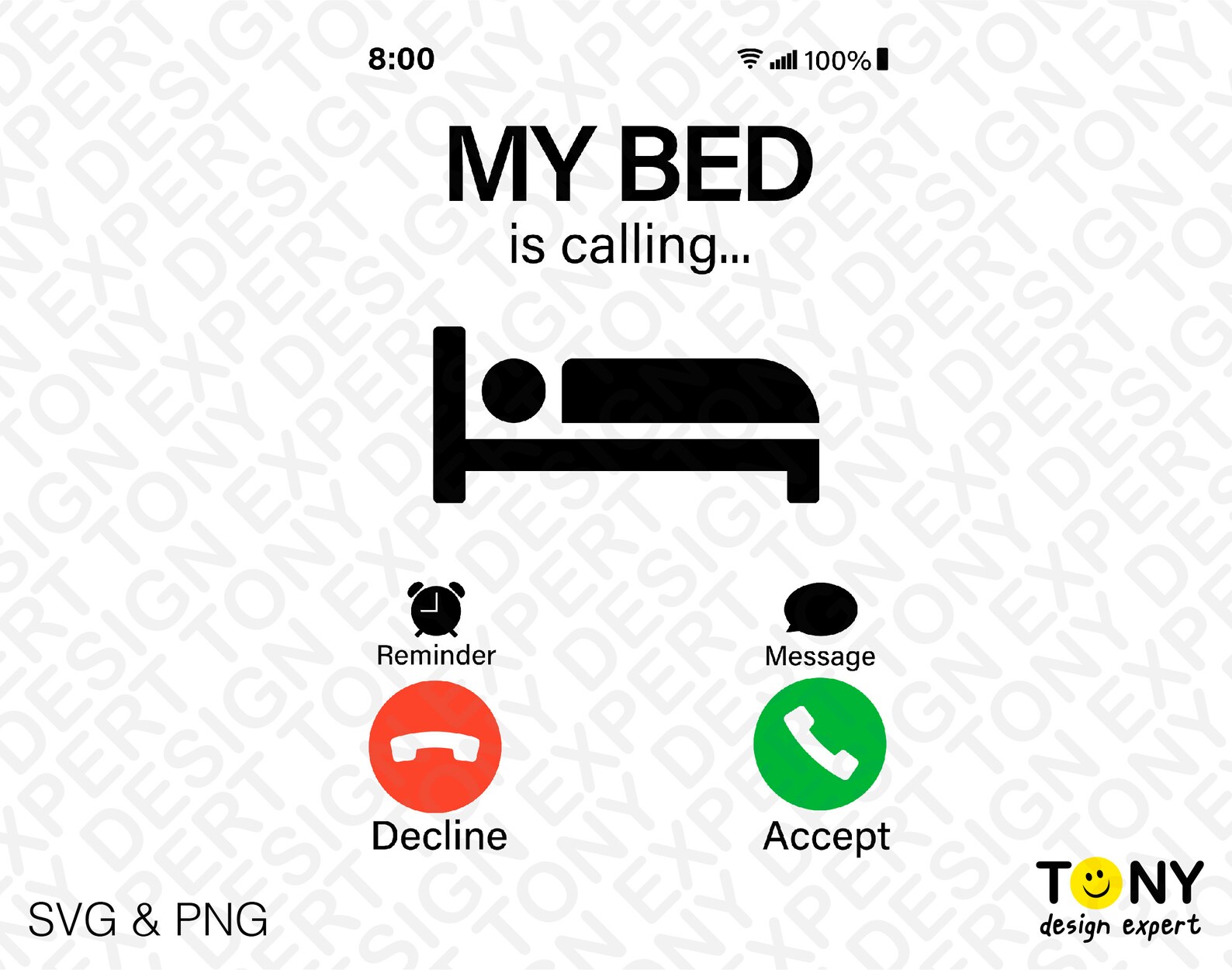My Bed is Calling Svg Png, Incoming Call Svg, Sleep Svg, Funny Call ...