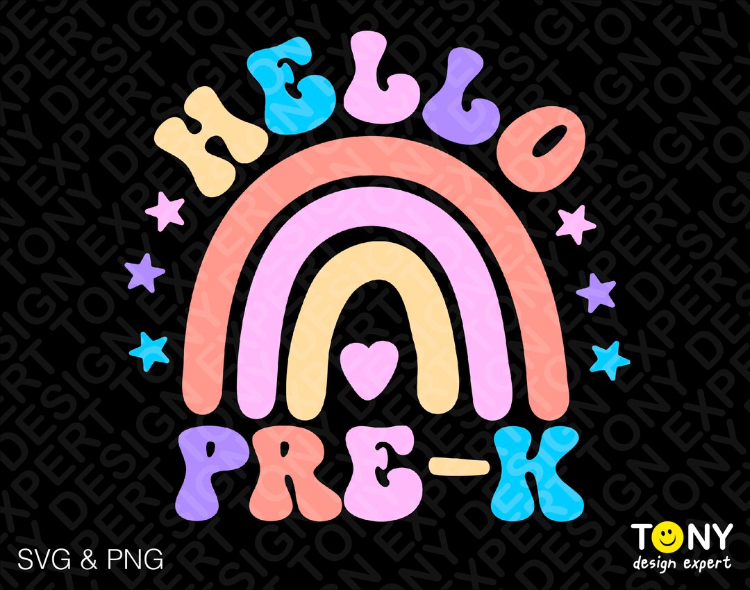 Hello Pre-k Svg Png, Pre-k Svg, Back to School Svg, Boho Rainbow Svg ...