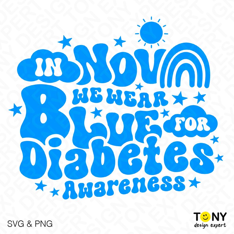 In November We Wear Blue Svg Png, Diabetes Awareness Svg, Fun Trendy ...