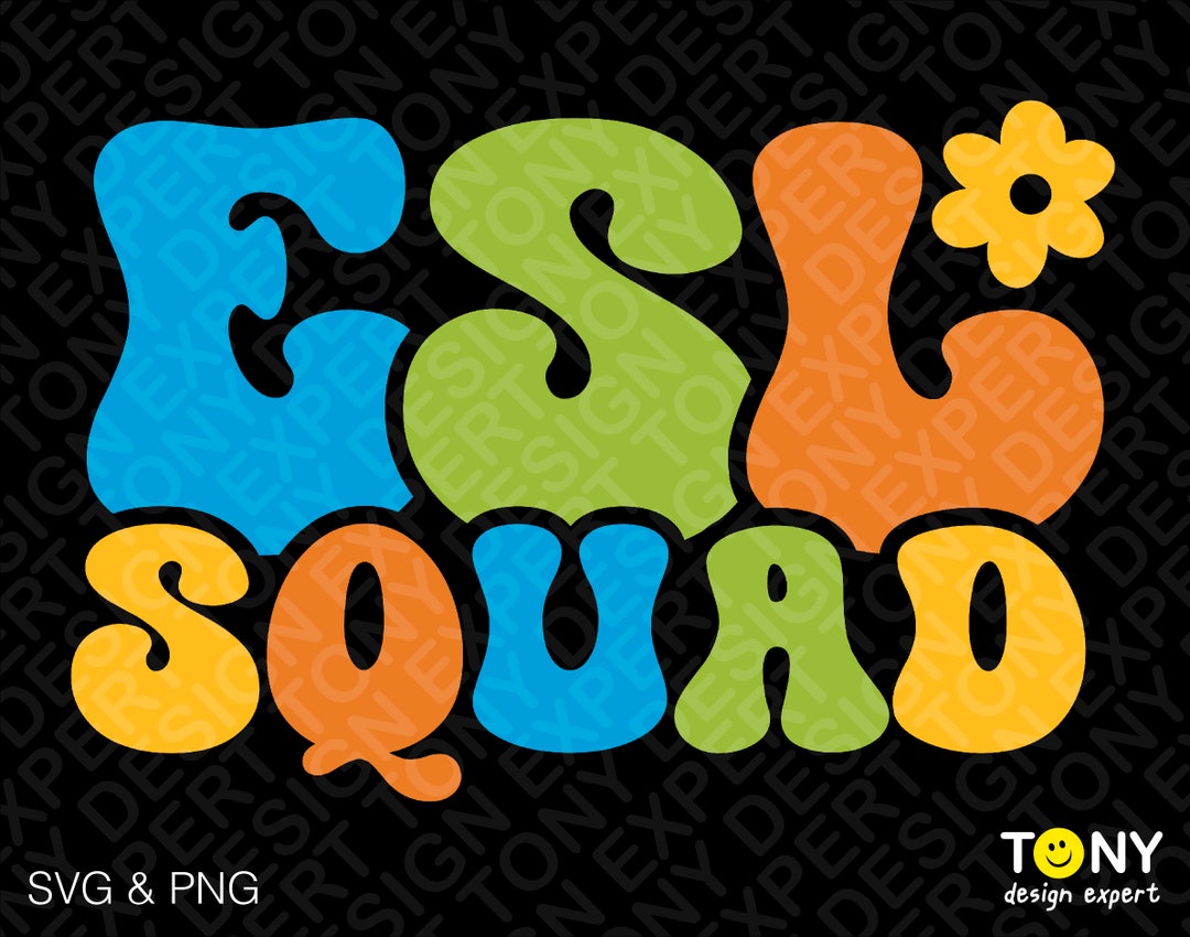 ESL Squad Svg Png, Multilingual Teacher, English Teacher, Trendy Retro ...