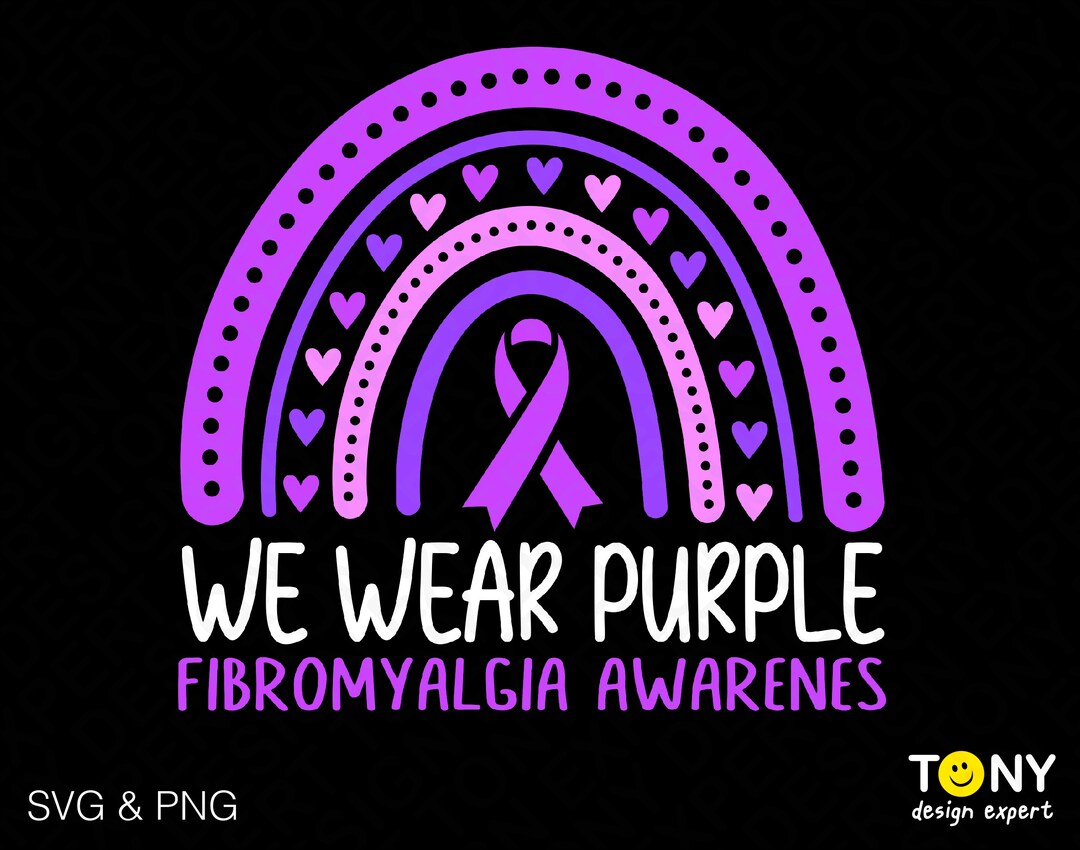 We Wear Purple Svg Png, Fibromyalgia Awareness Svg, Purple Ribbon Svg ...