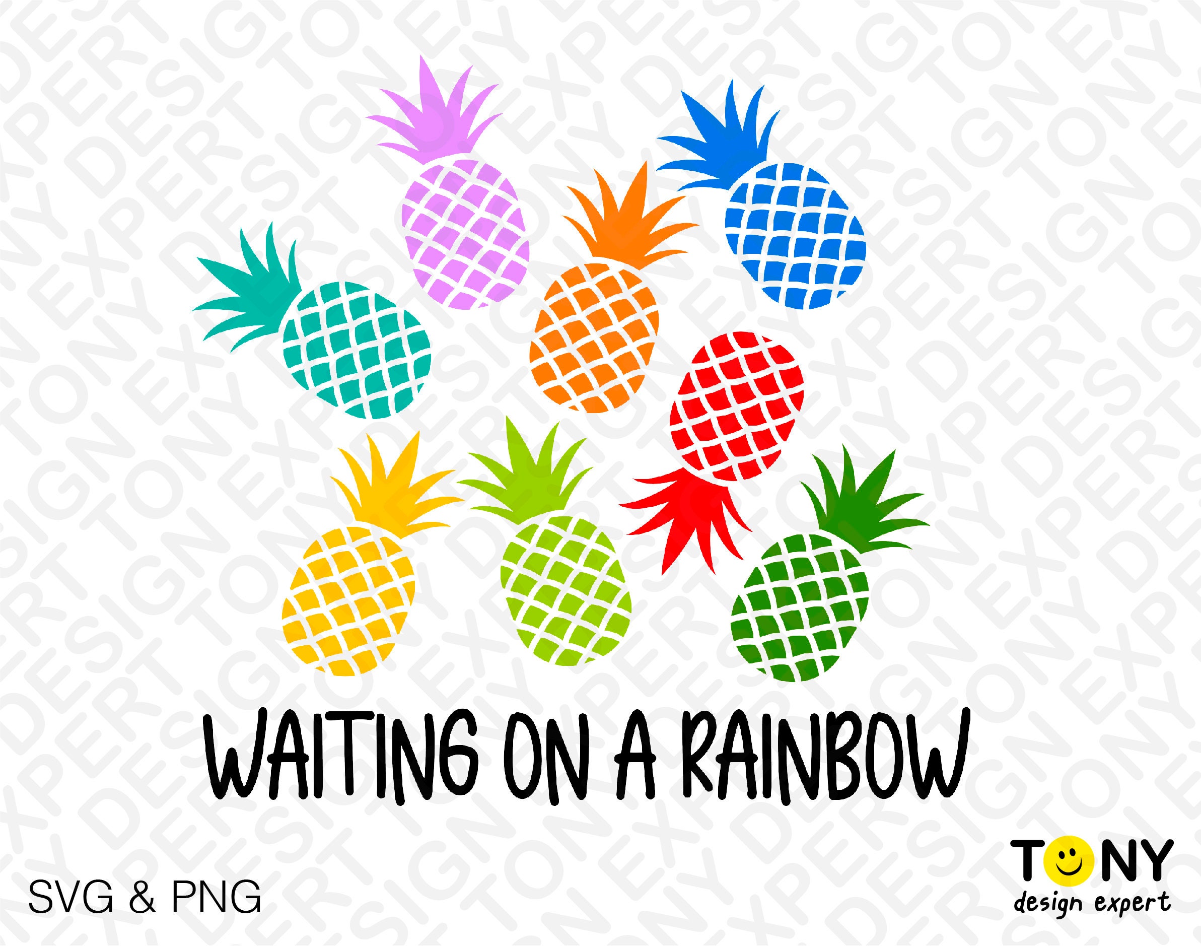 Waiting on A Rainbow Svg Png, IVF Svg, Transfer Day, Rainbow Pineapple ...
