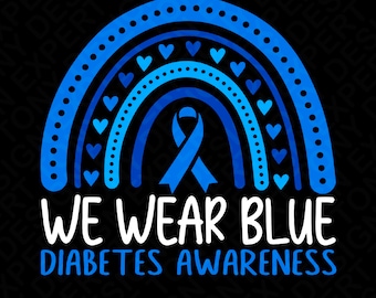 In November I Wear Blue Svg Png, Diabetes Awareness Svg, Blue Ribbon ...