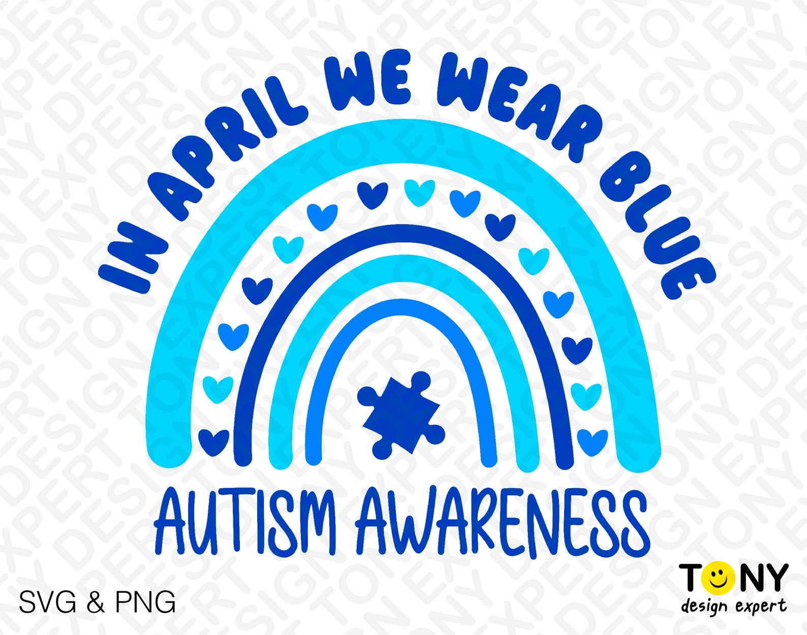 In April We Wear Blue Autism Awareness Svg Png Rainbow Svg - Etsy