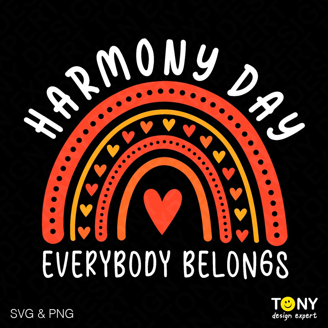 Harmony Day Svg Png, Everybody Belongs Svg, Trendy Orange Doodle Heart ...