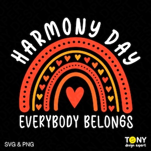 Harmony Day Svg Png, Everybody Belongs Svg, Trendy Orange Doodle Heart ...