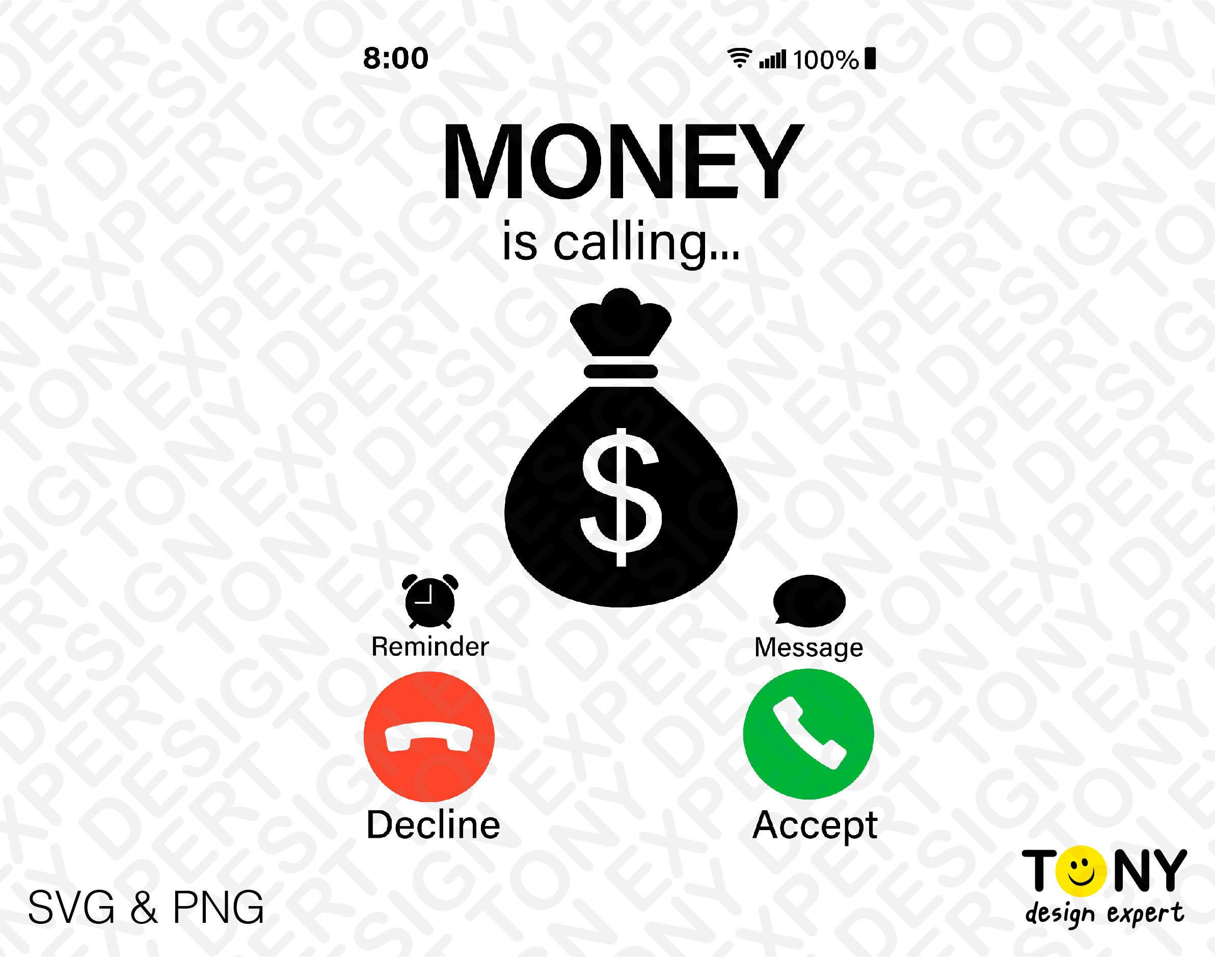 Money is Calling Svg Png, Incoming Call Svg, Money Svg, Funny Call ...