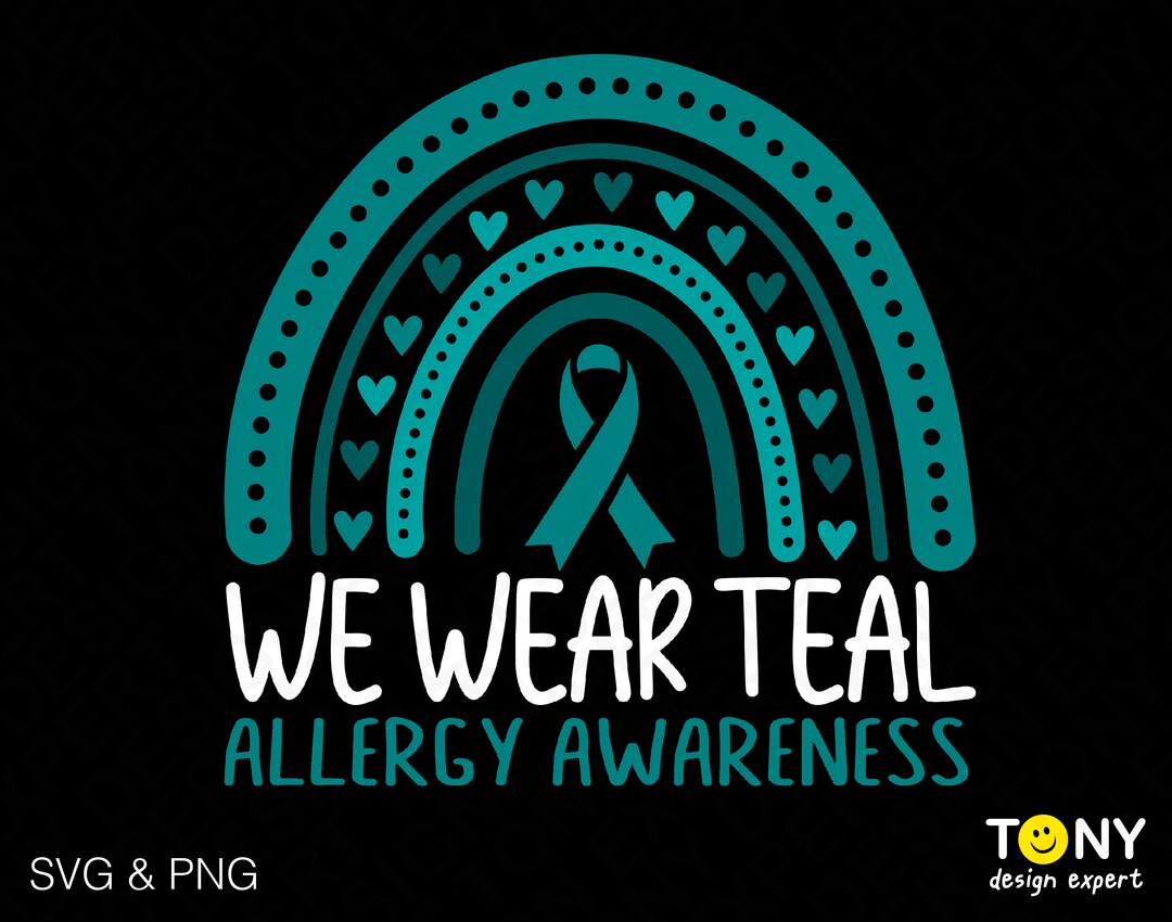 We Wear Teal Svg Png, Allergy Awareness Svg, Teal Ribbon Svg, Trendy ...