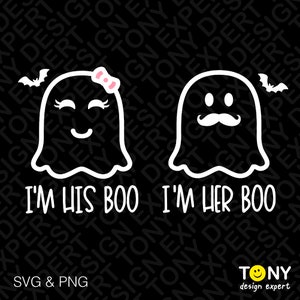 I'm His Boo Svg Png, I'm Her Boo Svg, Couples Halloween Svg, Cute Ghost ...