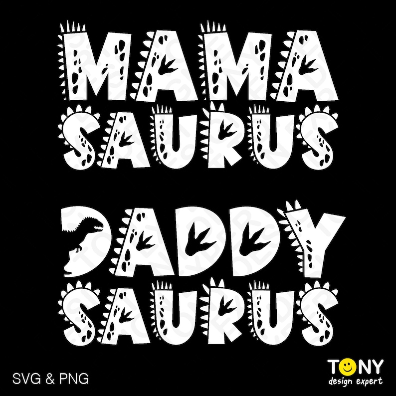 Mama Saurus Daddy Saurus Svg Png, Funny Dino Mom Dad Couples Matching ...