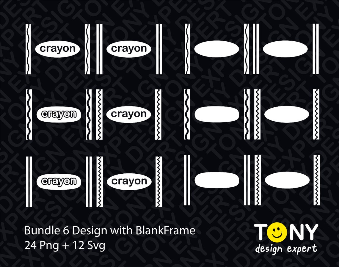 Black and White 6 Crayon Box + 6 Blank Frame Crayon Halloween Costume ...