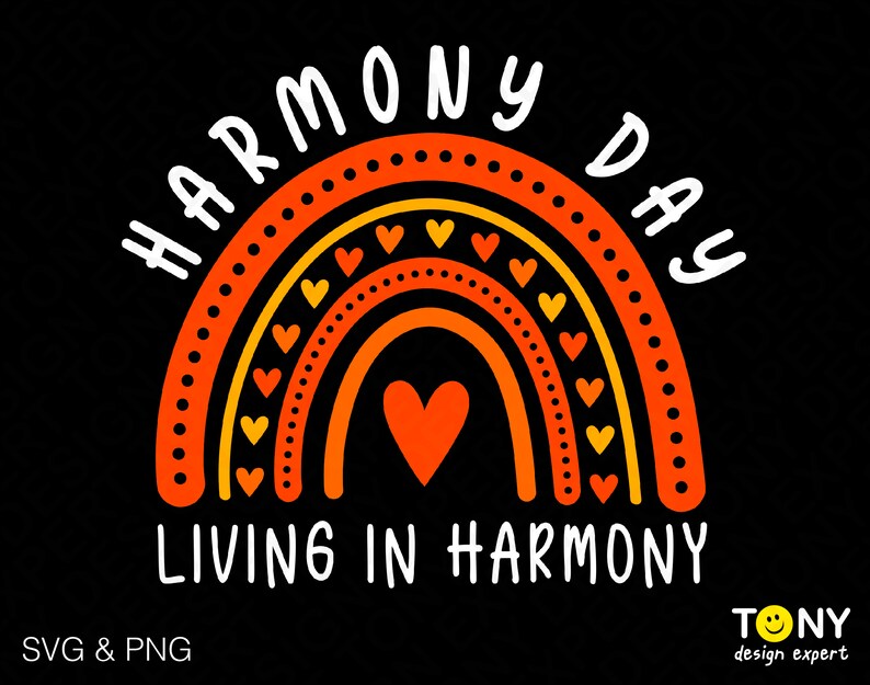 Living in Harmony Svg Png Rainbow Harmony Svg Trendy Orange - Etsy