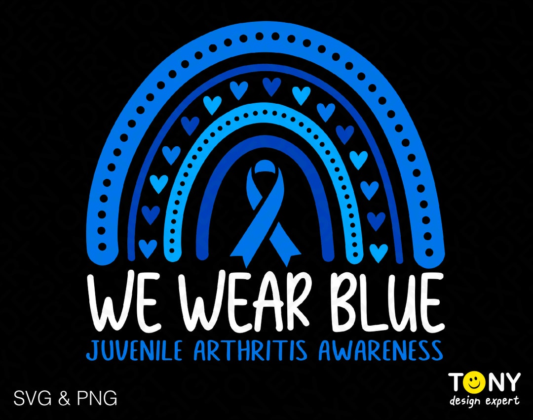 We Wear Blue Svg Png, Juvenile Arthritis Awareness Svg, Blue Rainbow ...