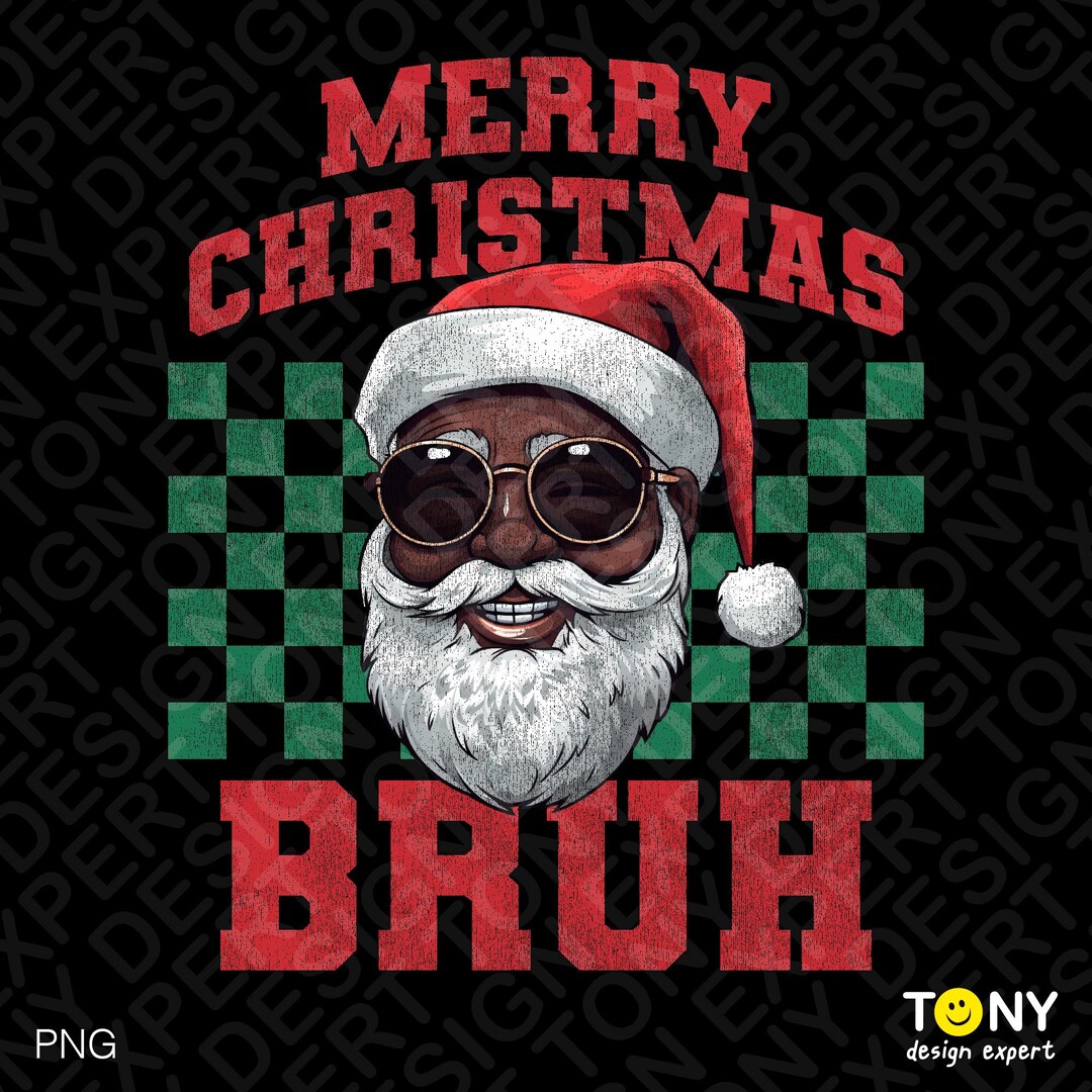 Merry Christmas Bruh Png, Distressed Black Santa Claus Png, Retro Bruh ...