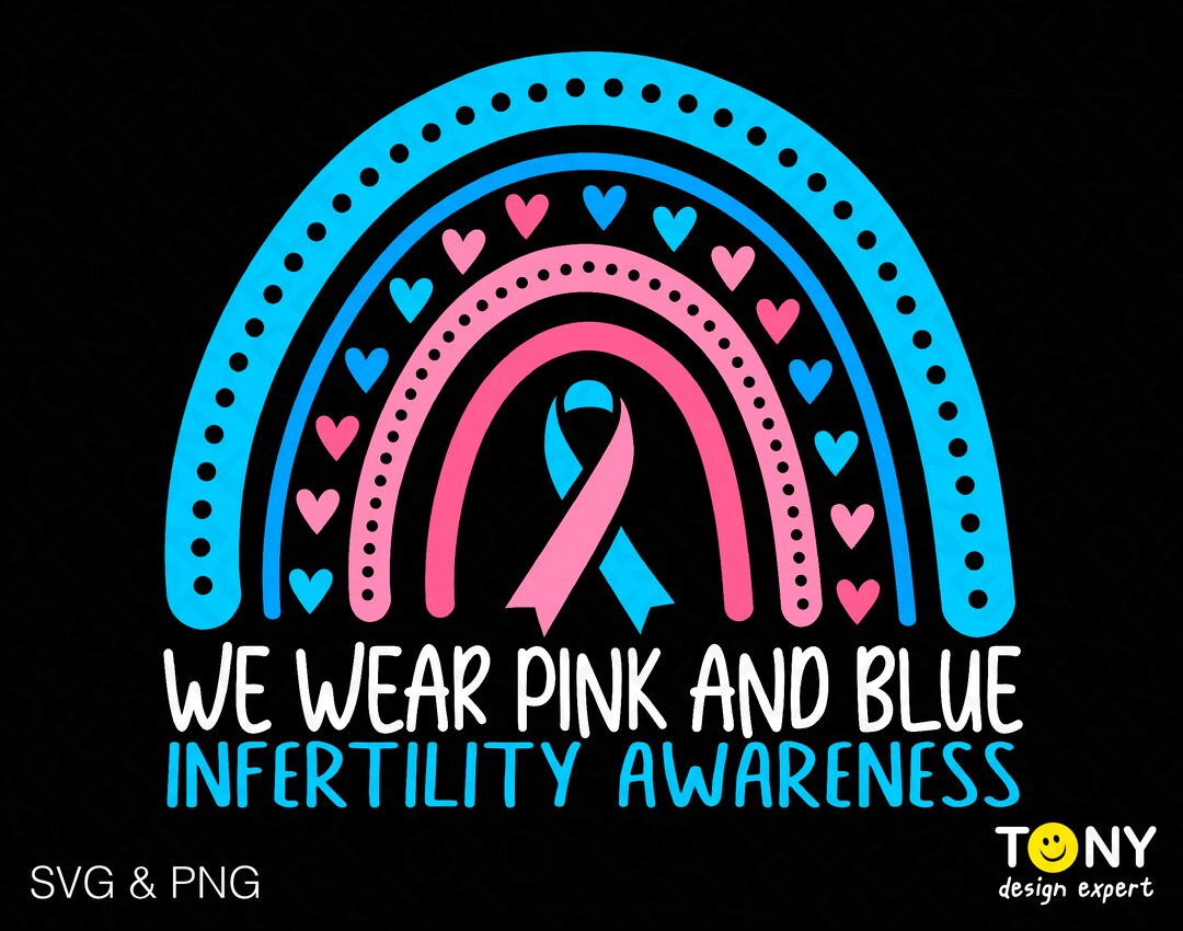 We Wear Pink and Blue Svg Png, Infertility Awareness Svg, Trendy Ribbon ...