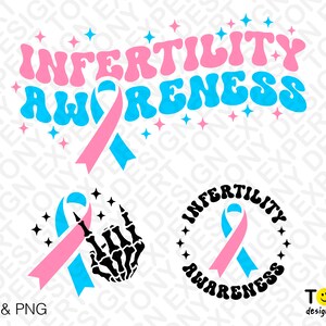 Infertility Awareness Svg Png, Pink and Blue Ribbon Svg, IVF, Trendy ...