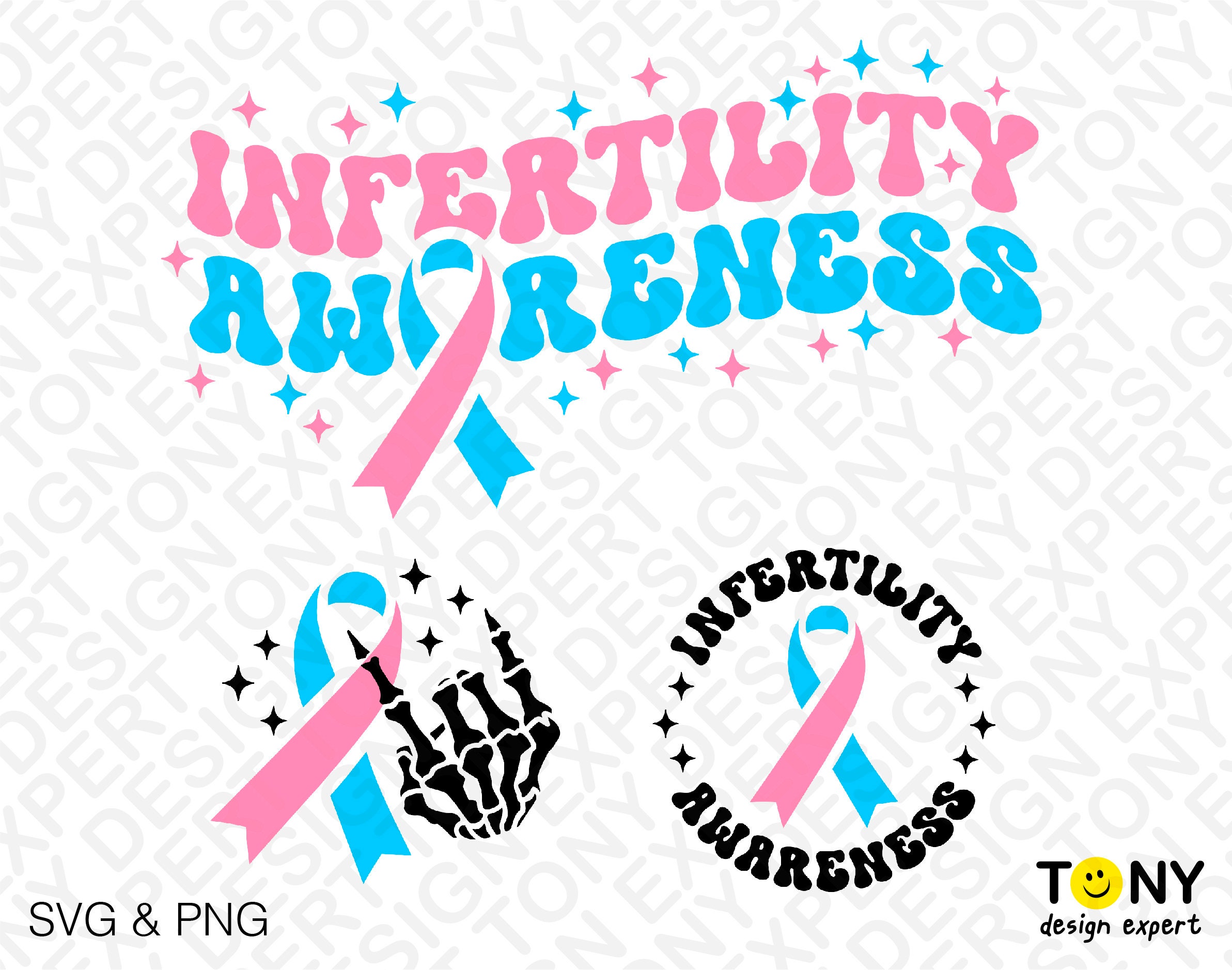 Infertility Awareness Svg Png, Pink and Blue Ribbon Svg, IVF, Trendy ...