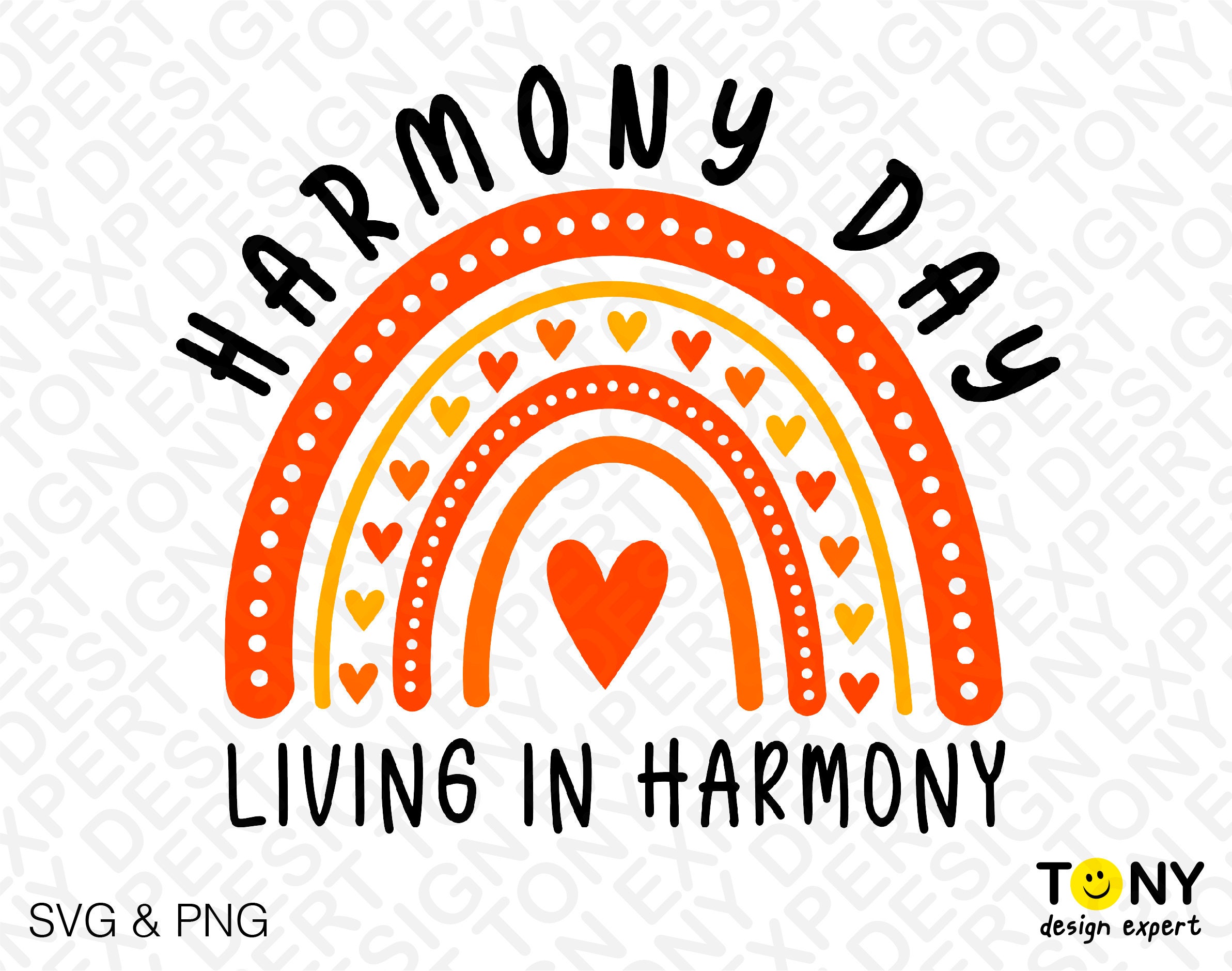 Living in Harmony Svg Png Rainbow Harmony Svg Trendy Orange - Etsy