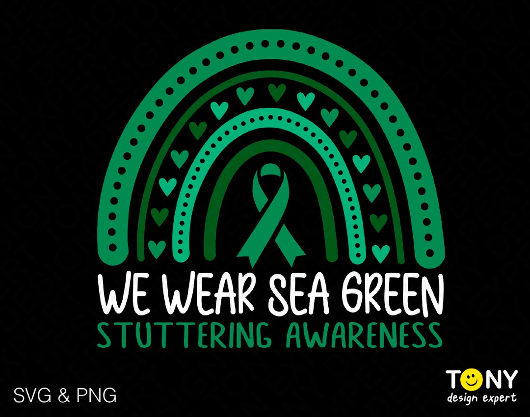 We Wear Sea Green Svg Png, Stuttering Awareness Svg, Sea Green Ribbon ...