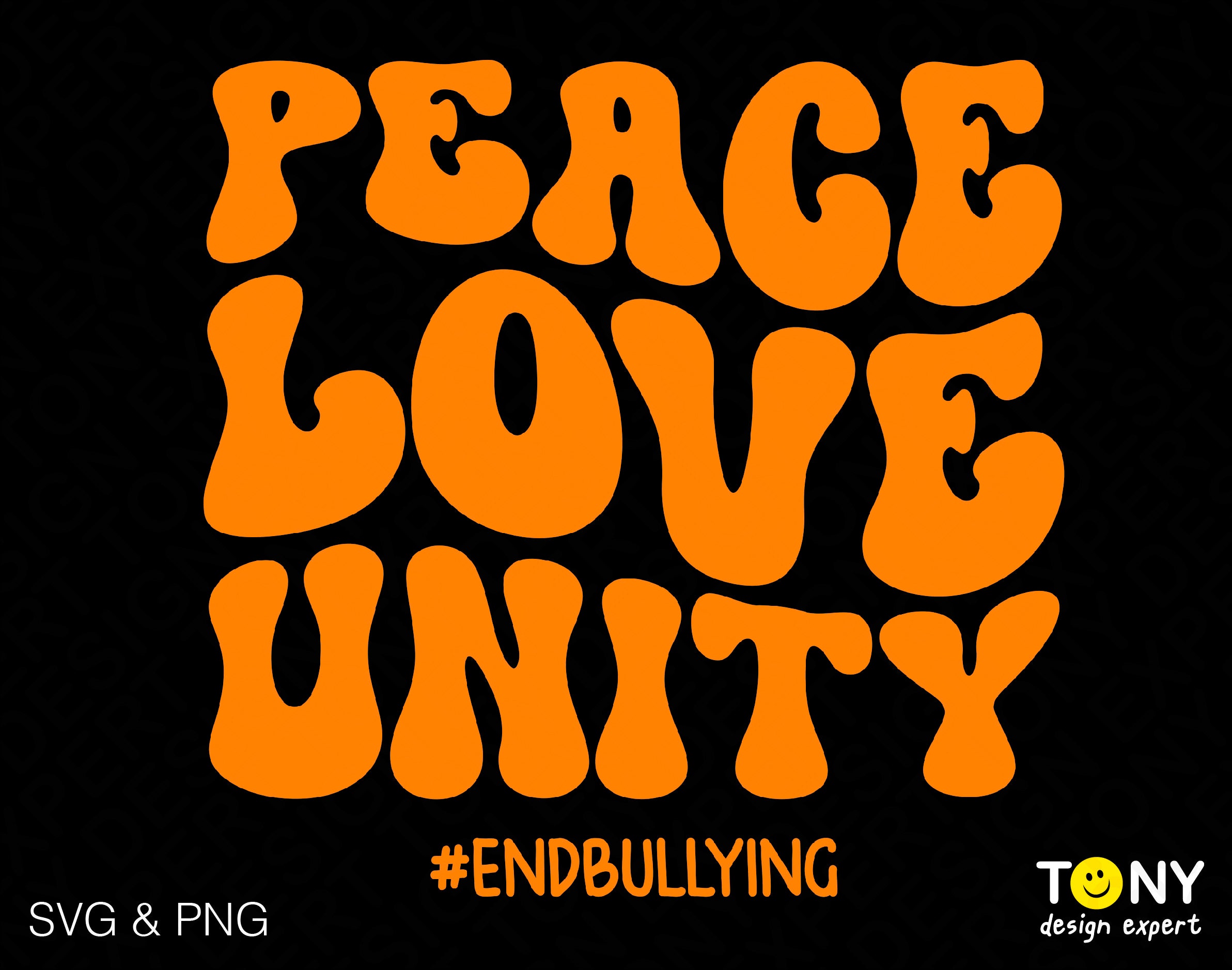 Unity Day, Peace Love Unity Svg, Anti-bullying Quote Trendy Retro ...