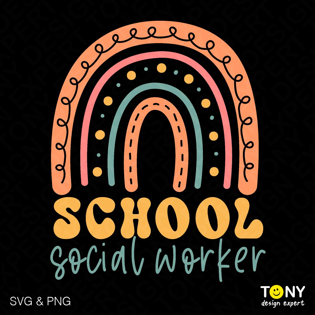 Funny Boho Rainbow School Social Worker Svg Png, School Social Worker ...