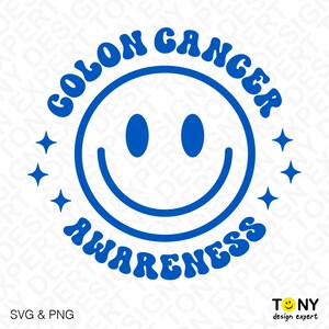 In March We Wear Blue Svg Png, Colon Cancer Awareness Svg, Trendy Retro ...