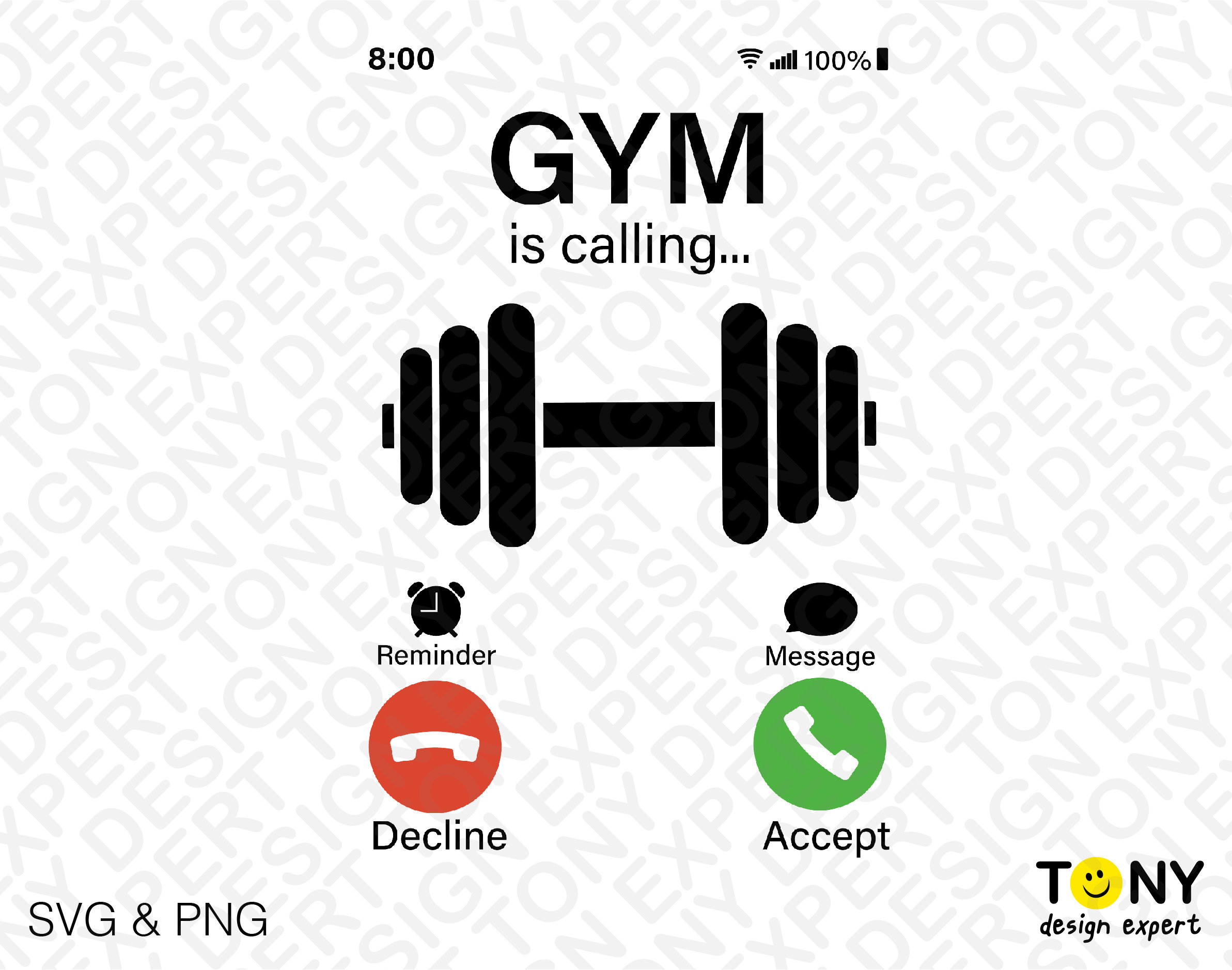 Gym is Calling Svg Png, Incoming Call Svg, Gym Svg, Funny Call Screen ...