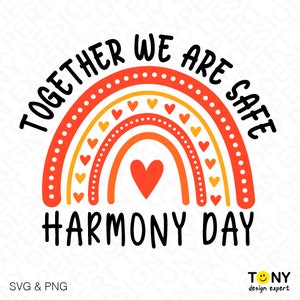 Together We Are Safe Svg Png, Harmony Day Svg, Trendy Orange Doodle ...