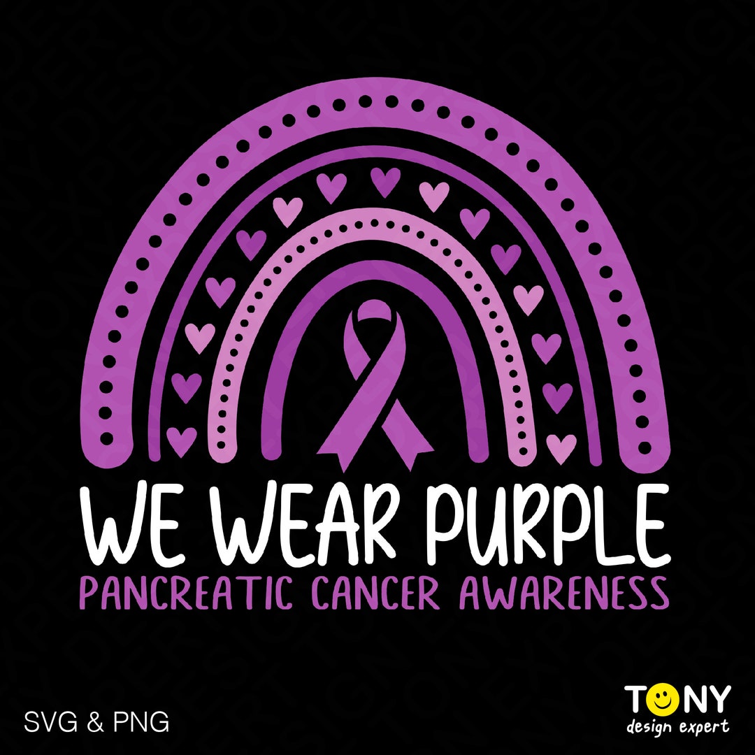 We Wear Purple Svg Png, Pancreatic Cancer Awareness Svg, Purple Rainbow ...