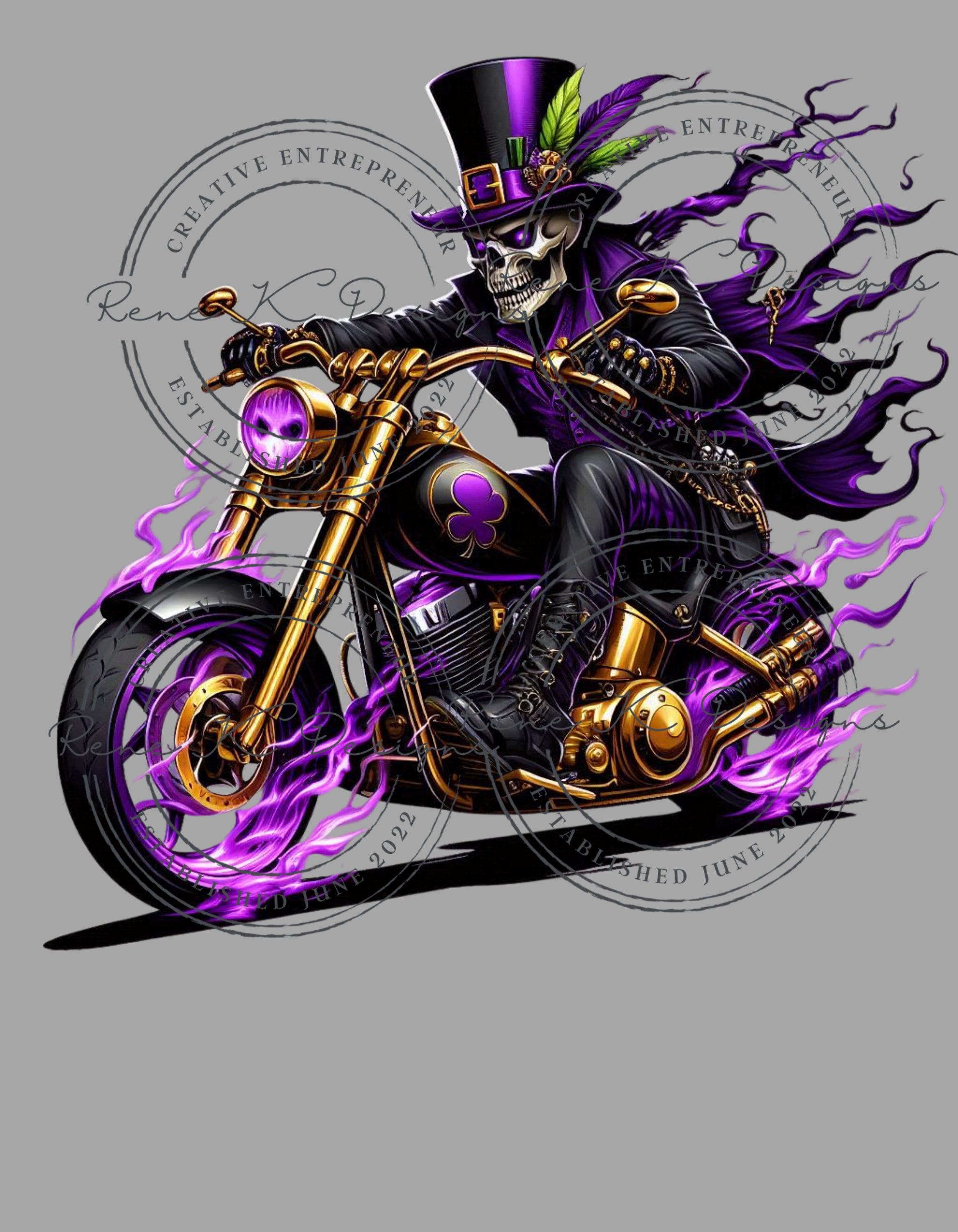 Rider of the Night- Skeletal Biker Art - Etsy