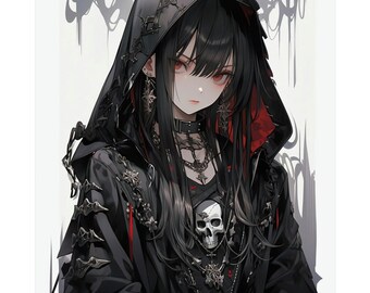 Anime Art Poster Anime Art Print Anime Waifu Poster Punk Girl Art Print ...