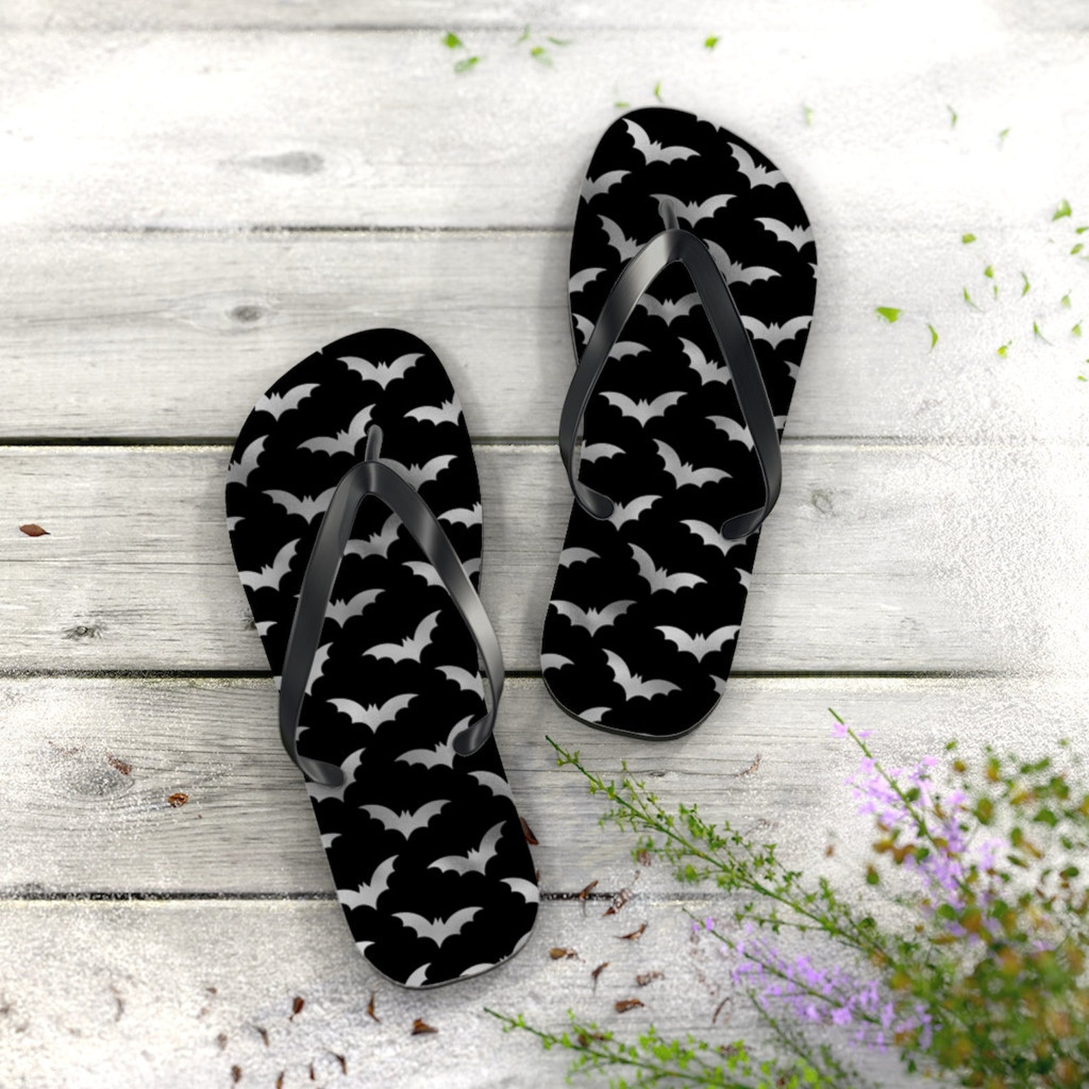 Bat Flip Flops Gothic Flip Flops Goth Flip Flops Goth Pool Slides Goth ...