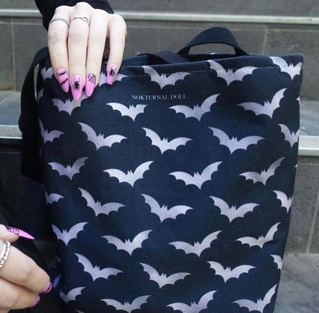Batty Tote Bag Bat Tote Bag Gothic Bats Gothic Tote Bag Goth Bag Gothic ...