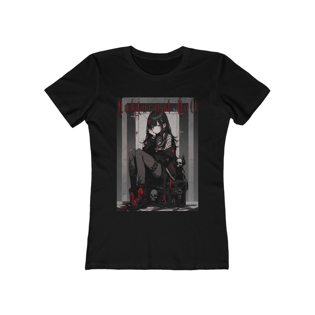 Anime Tee Goth Girl Anime Tshirt Waifu T-shirt Anime Art Tee Punk Anime ...