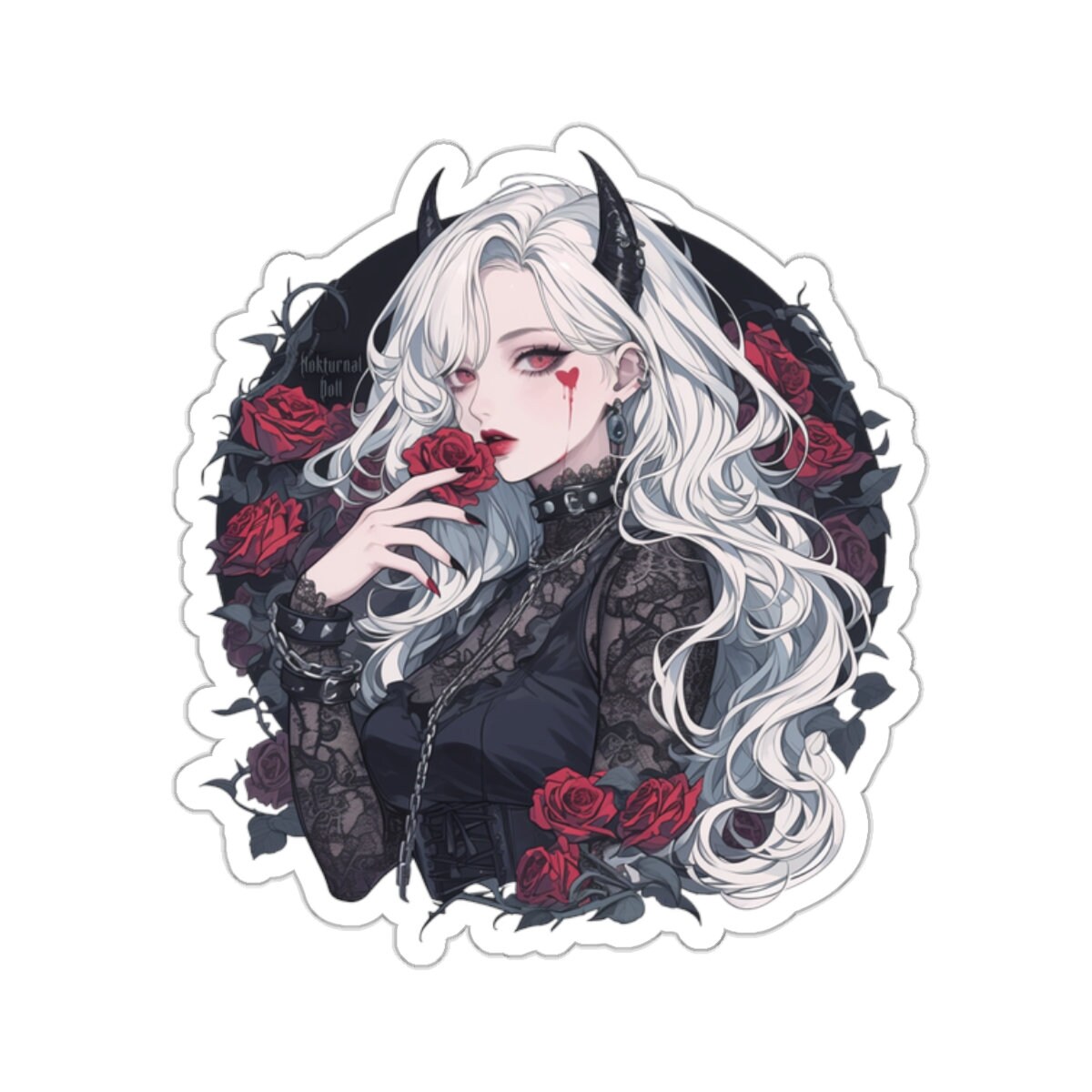 Goth Girl Sticker Gothic Sticker Demon Girl Sticker Demon Sticker Rose ...