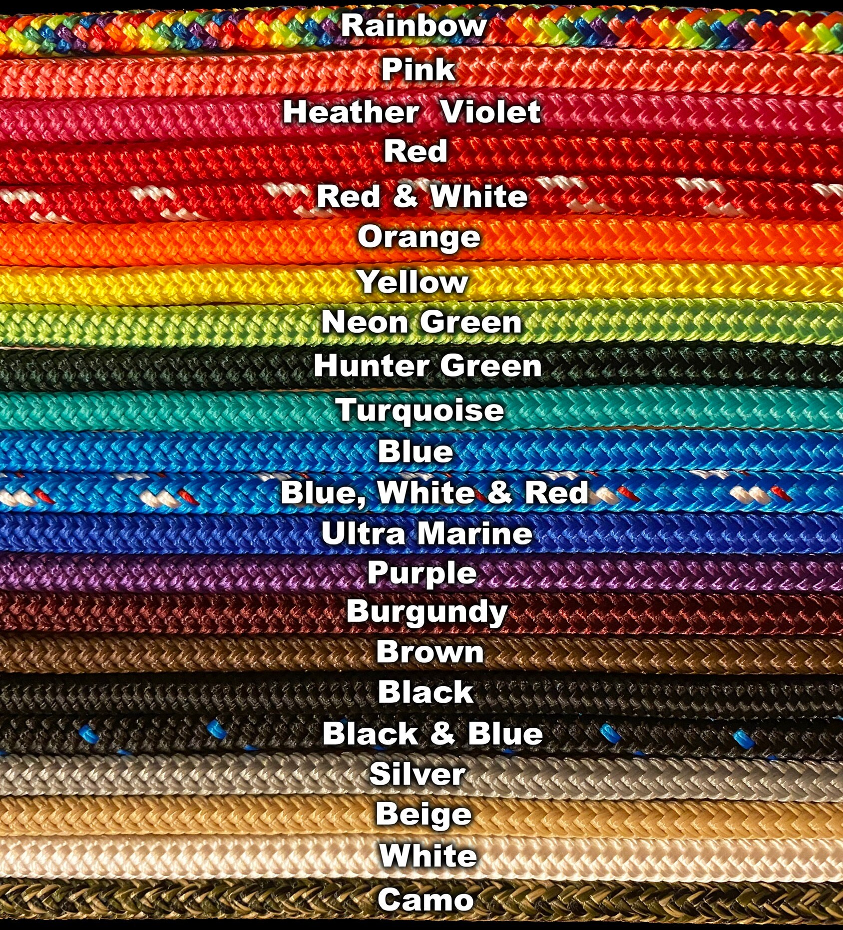 Custom Stiff Rope Halter, 2 or 4 Knot Rope Halter, 3/16 Double Braid ...