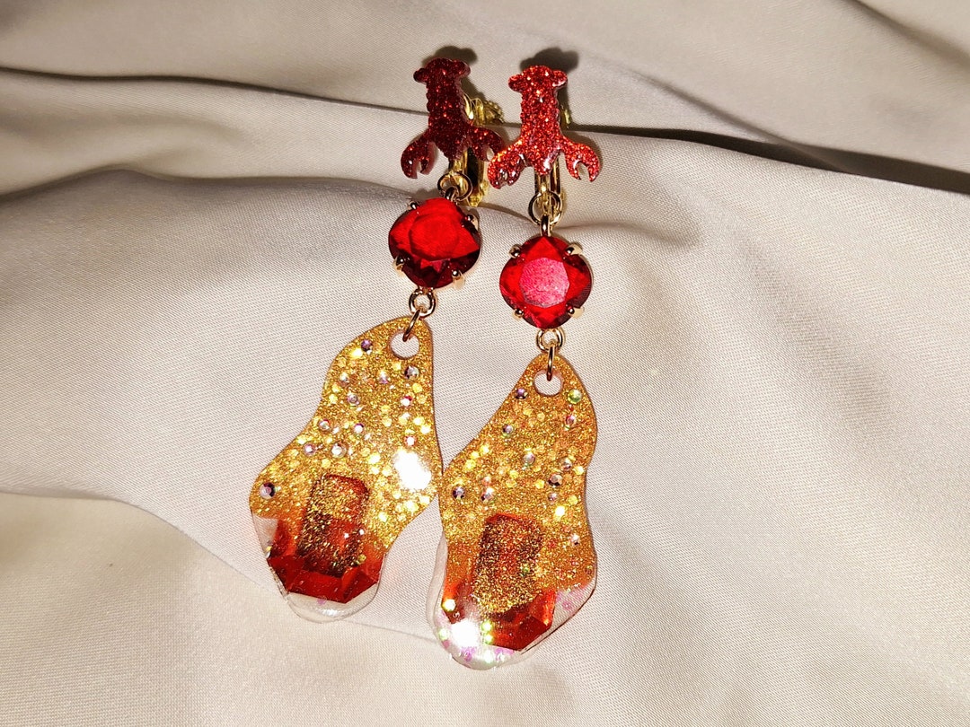 RUBIN Ear Clips Gold Plated With Lobster in Red, Very Light, Cut ...