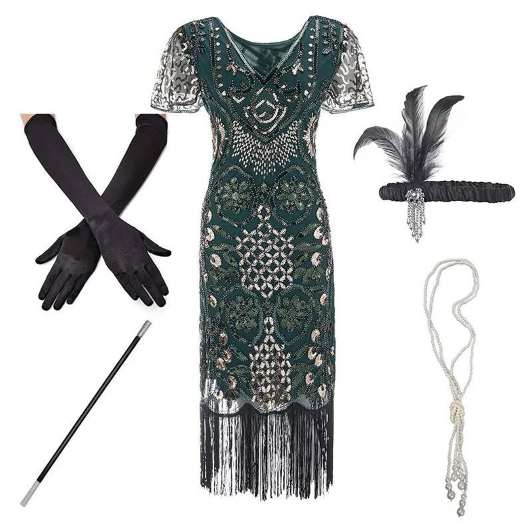 Set Vestido Flapper Gatsby Prom Fringe Dress 1920s Vintage - Etsy