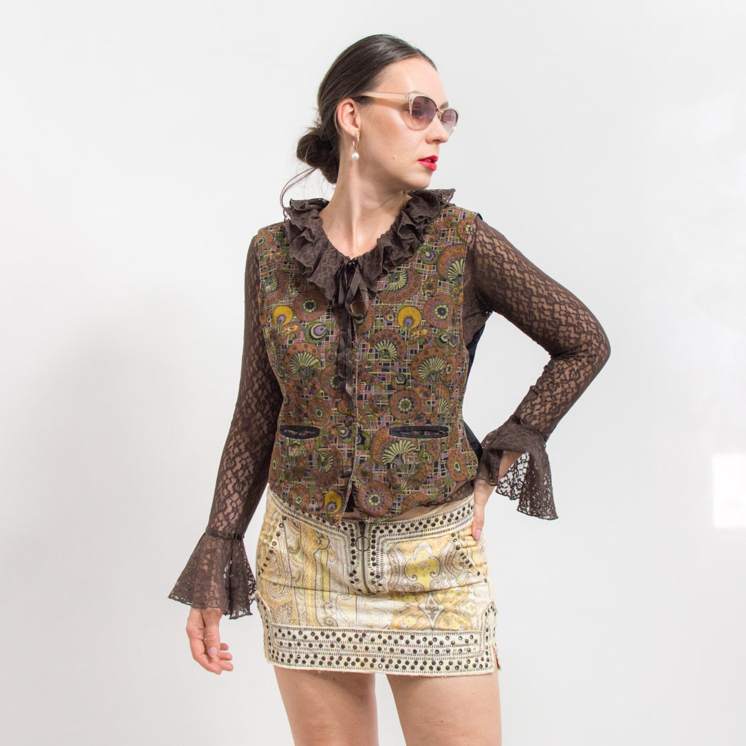 Boho Corduroy Vest Vintage Bohemian Top Waistcoat Women Size L - Etsy