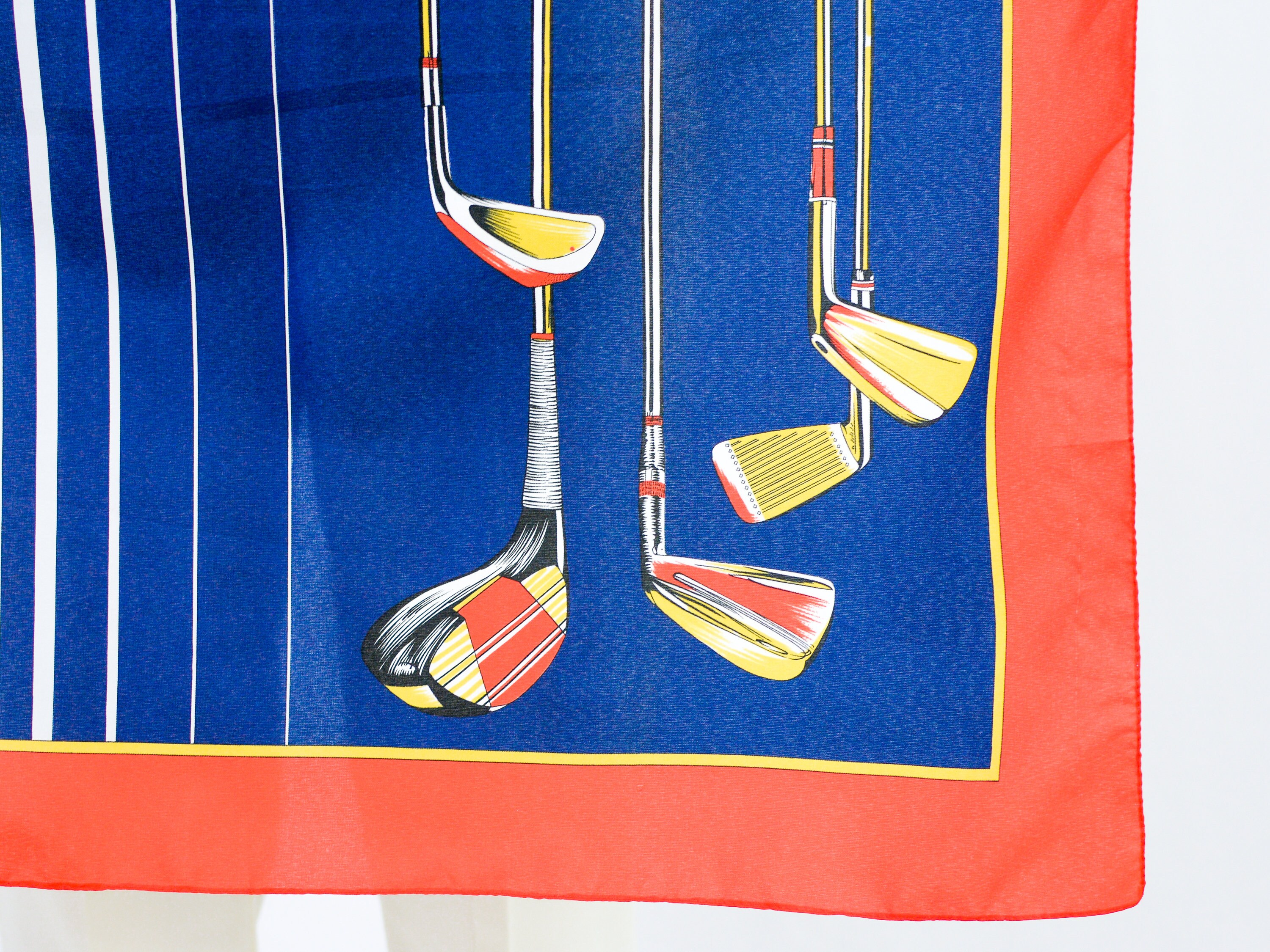 Golf Scarf Blue Red Printed Headband Vintage Printed Square 31x31 ...