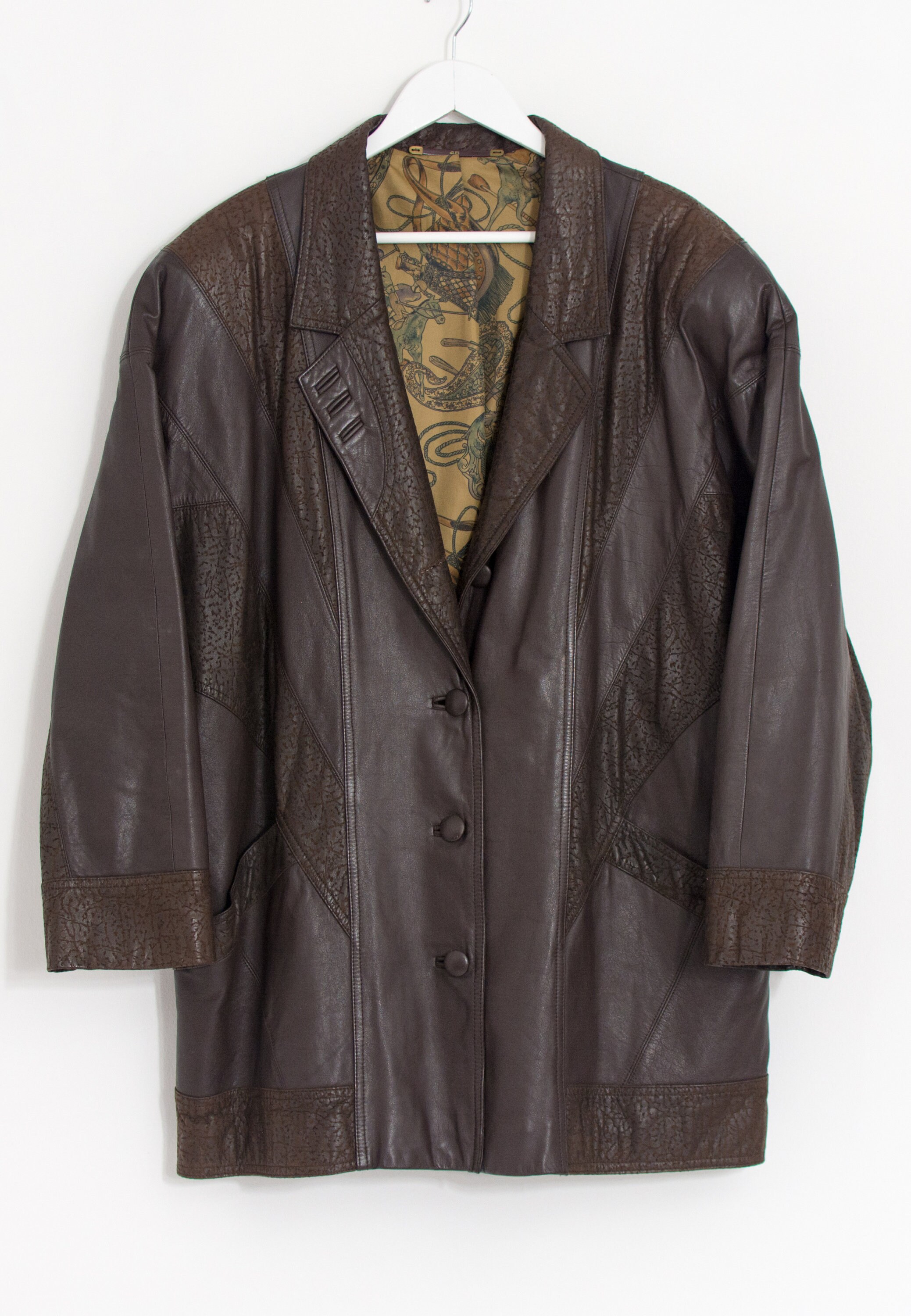 Vintage 80's Leather Jacket Brown Oversized Coat Women - Etsy