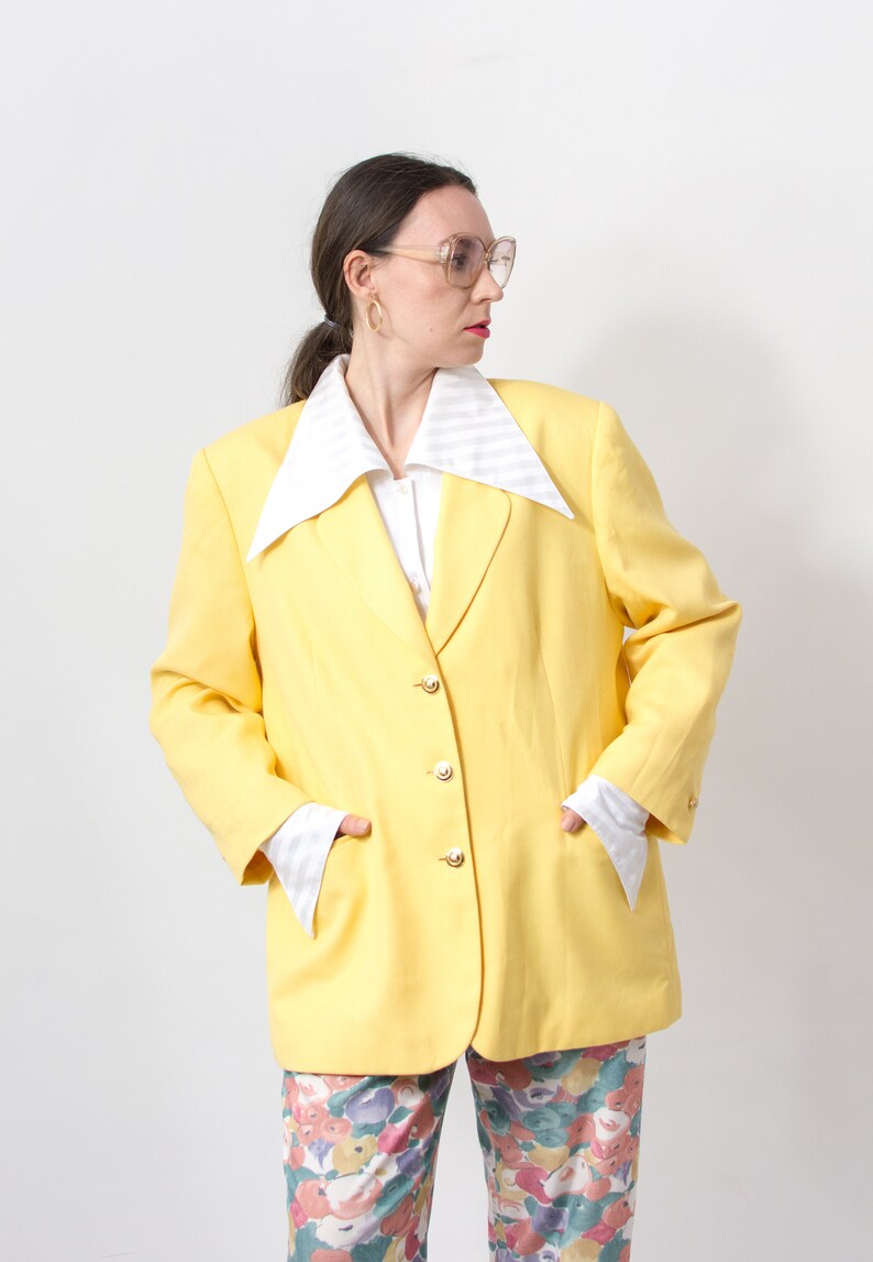 90s Yellow Blazer Vintage Formal Jacket Women Size XXXL - Etsy